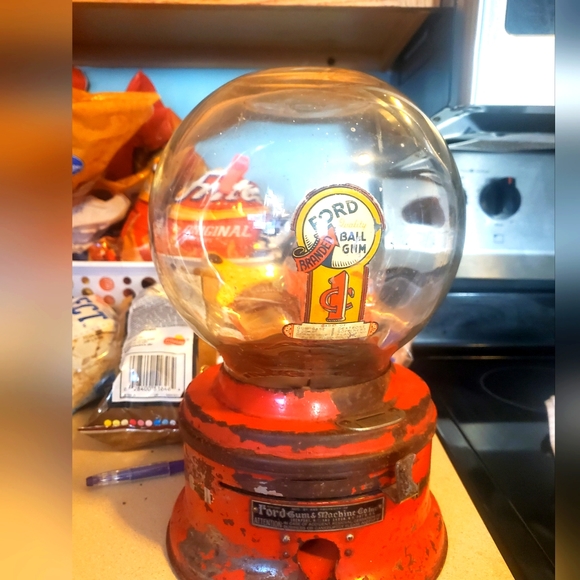 FORD GUMBALL PENNY MACHINE | Other | Ford Gumball Machine Antique 94s ...